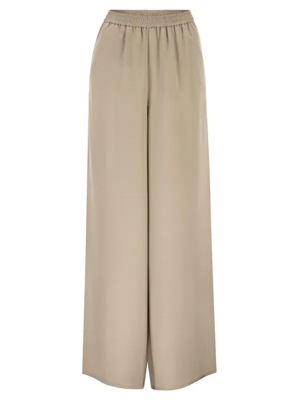 Max Mara Mxmvolonta Pure Silk Wide-leg Trousers - Cream