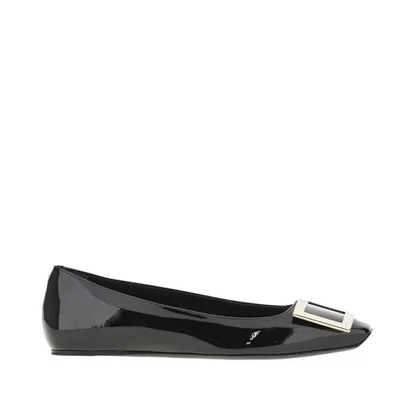 ROGER VIVIER Patent Leather Trompette Ballet Flats - Black