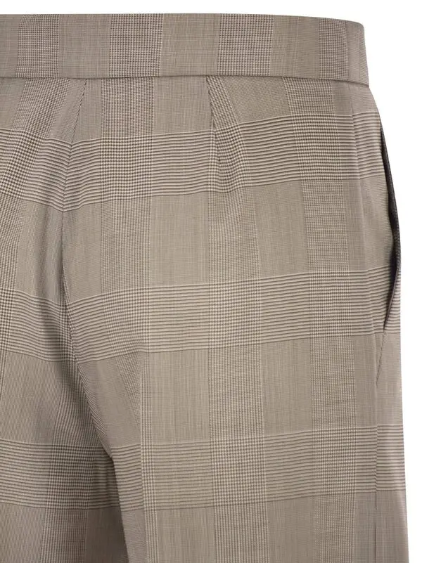 Max Mara Mxmnetto Pure Virgin Wool Prince Of Wales Trousers - Yellow