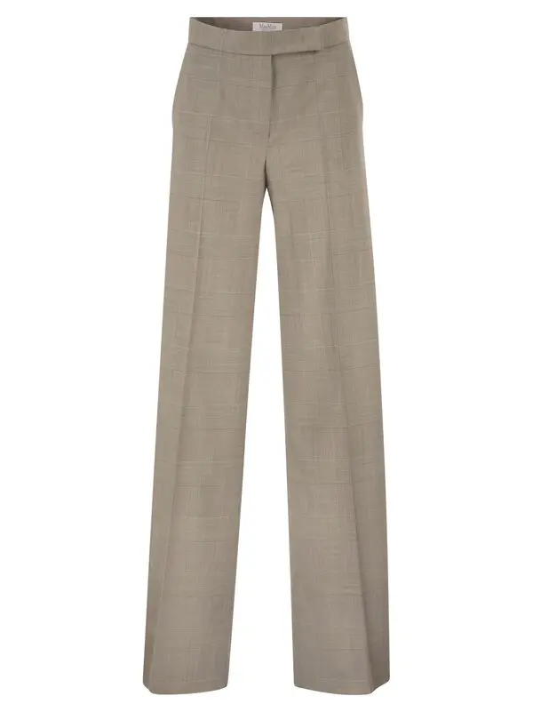 Max Mara Prince Of Wales Virgin Wool Trousers - Yellow