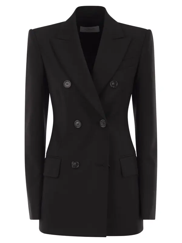Sportmax Spxadamo Tailored Double-breasted Virgin Wool Blazer - Black