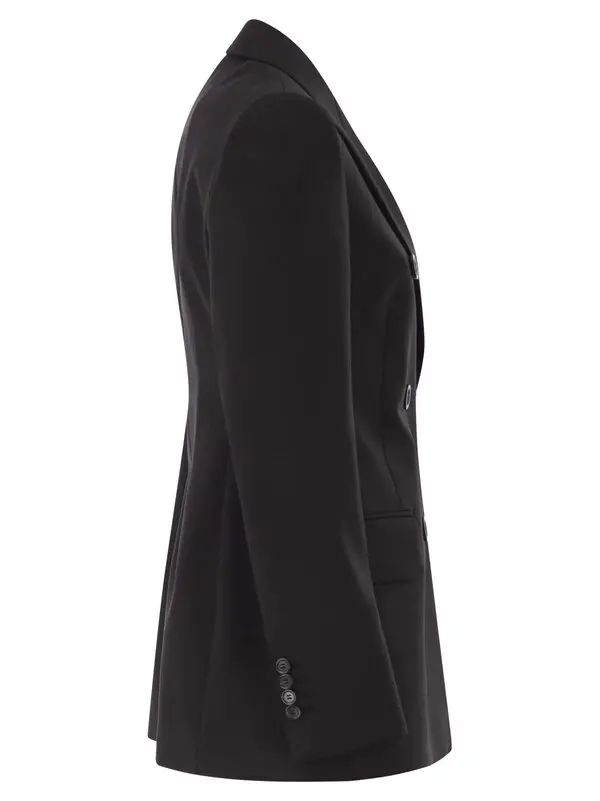 Sportmax Spxadamo Tailored Double-breasted Virgin Wool Blazer - Black