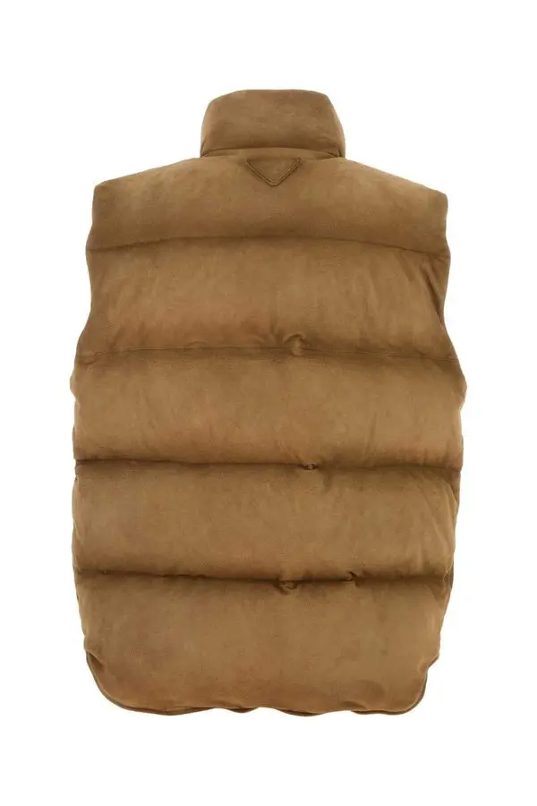 Prada Biscuit Suede Sleeveless Down Jacket