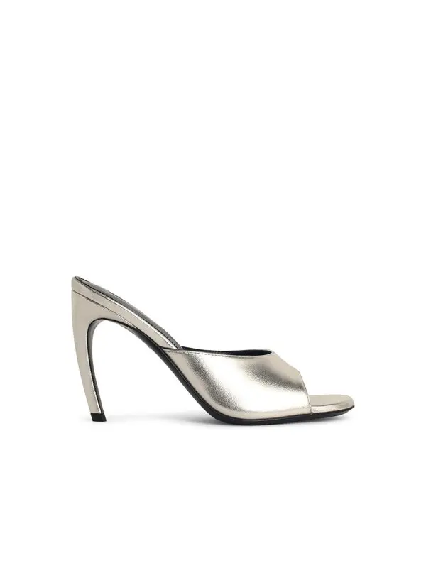 Attico Betta 95' Leather Mules - Silver