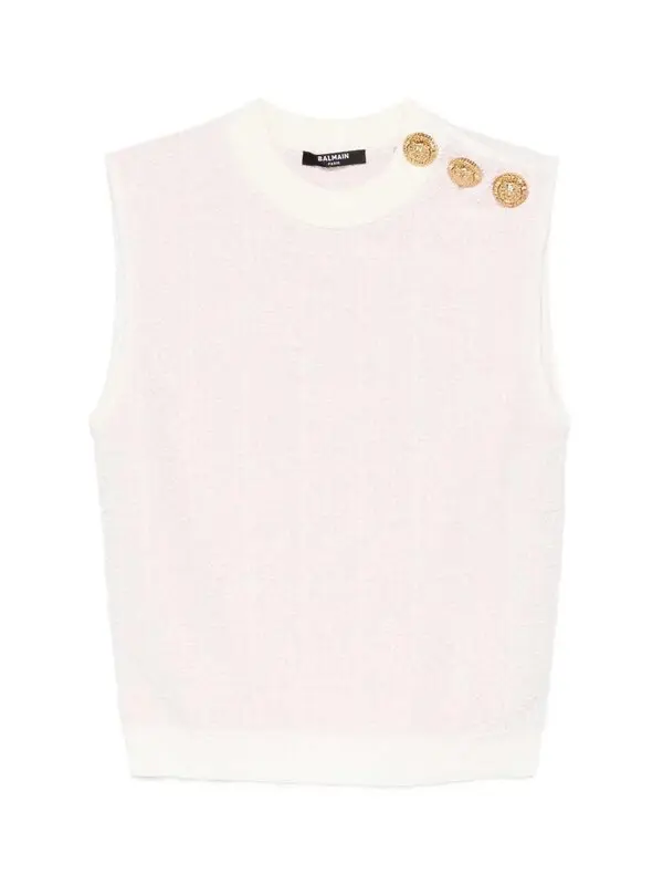 Balmain Sleeveless Top With Button - Multicolor