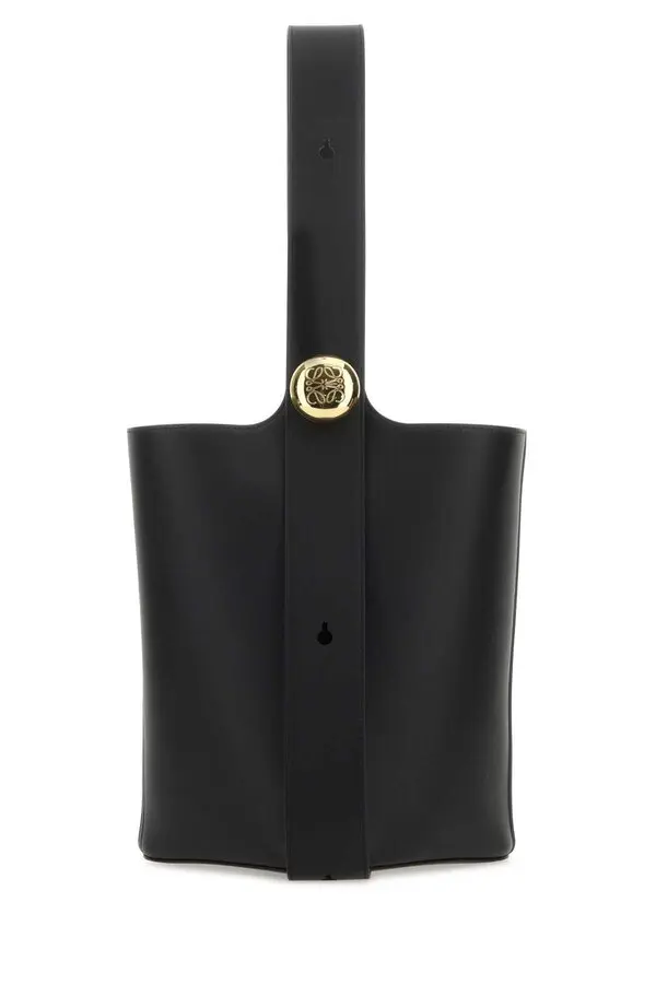 Loewe Leather Medium Pebble Bucket Bag - Black