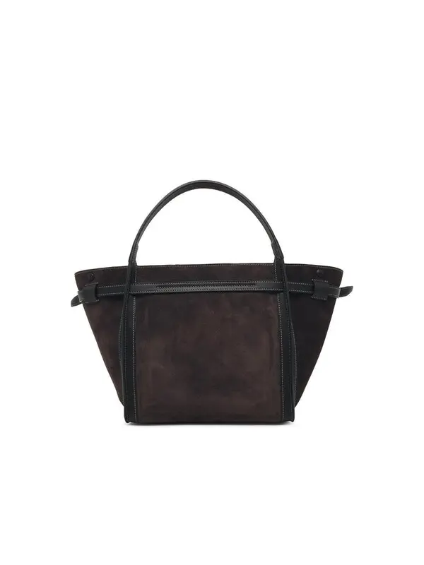 TOD'S T Signature Suede Shopping Bag - Brown