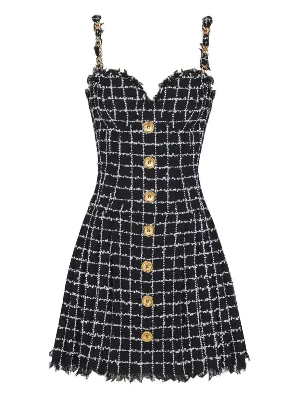 Balmain Tweed Dress With Chain
