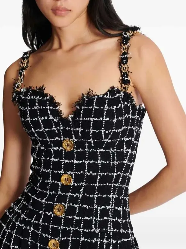 Balmain Tweed Dress With Chain