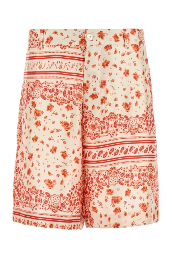 Fendi Printed Silk Bermuda Shorts