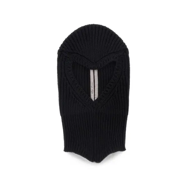 Rick Owens Ribbed Knit Cut-out Balaclava - Black