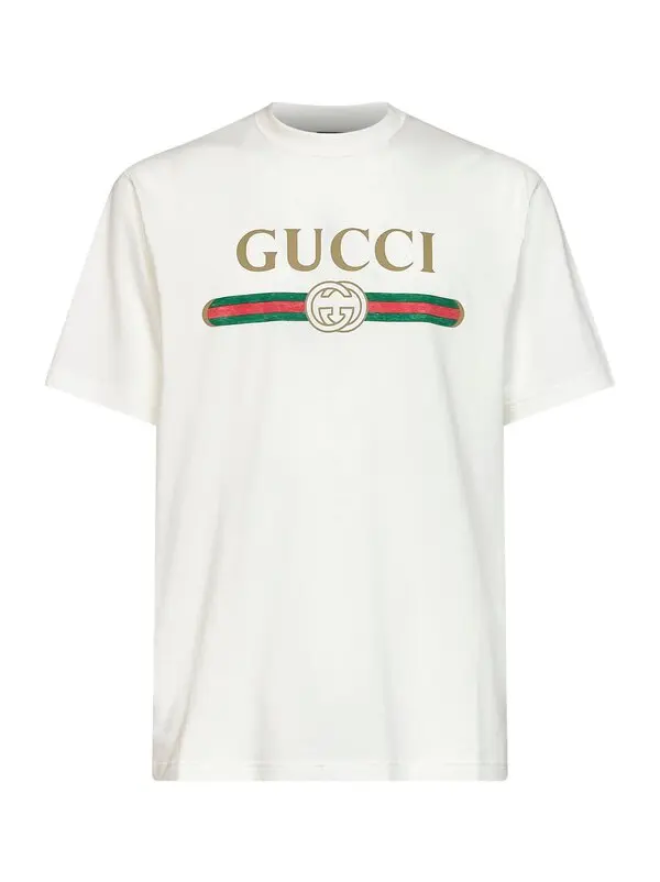Gucci Chalk Printed Silk Blend Jersey T-shirt