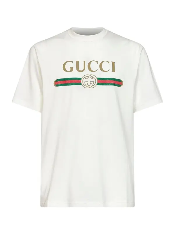 Gucci Chalk Printed Silk Blend Jersey T-shirt - Multicolor