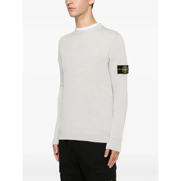 Stone Island Ribbed Virgin Wool Sweater - Gray