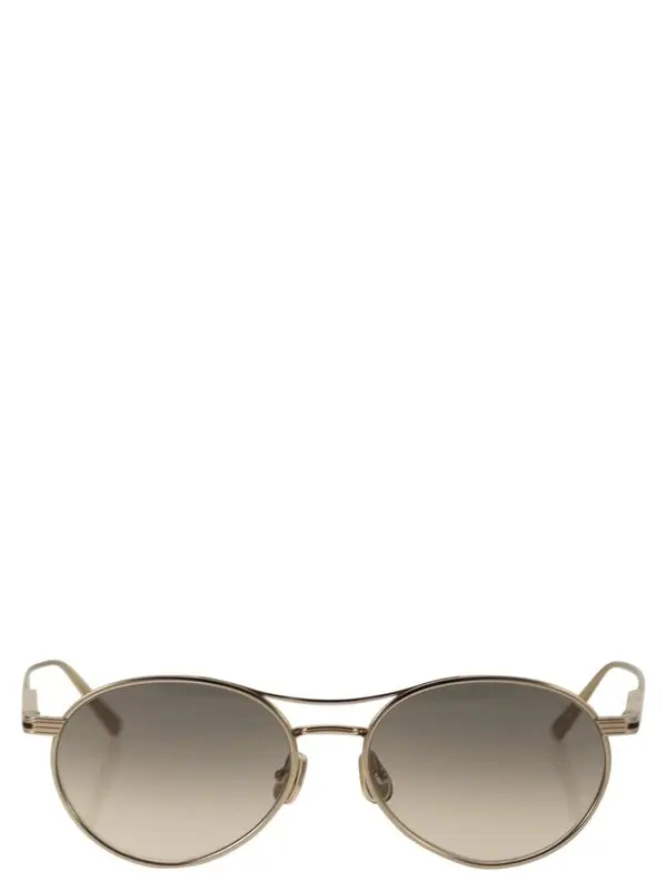 Brunello Cucinelli Titanium Aviator Sunglasses With Crystal Lenses