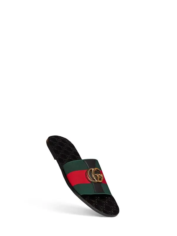 Gucci Web & Leather Riviera Slides - Multicolor