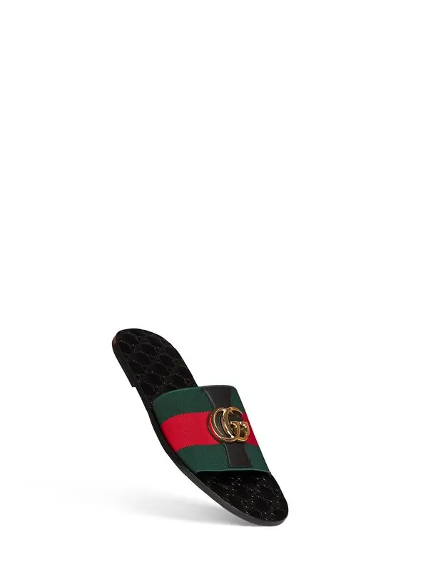 Gucci Web & Leather Riviera Slides