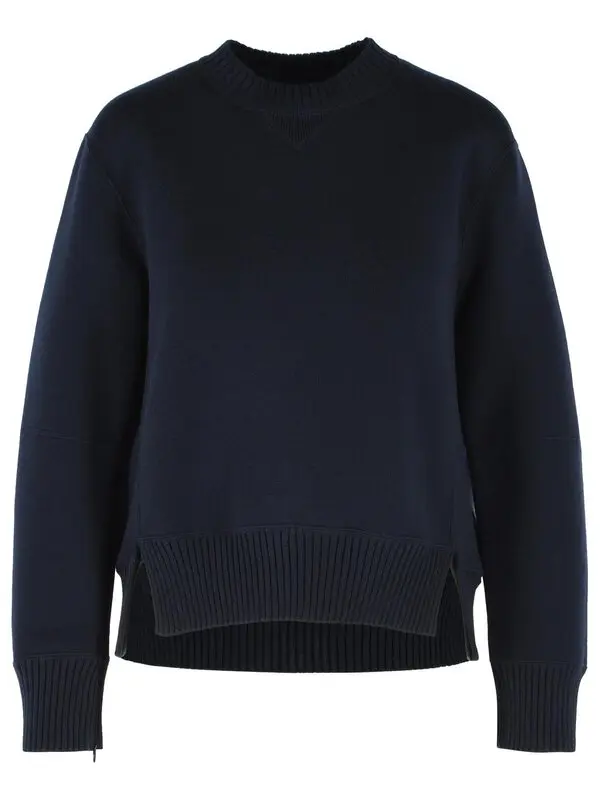 Sacai White Cotton Blend Sweater - Blue