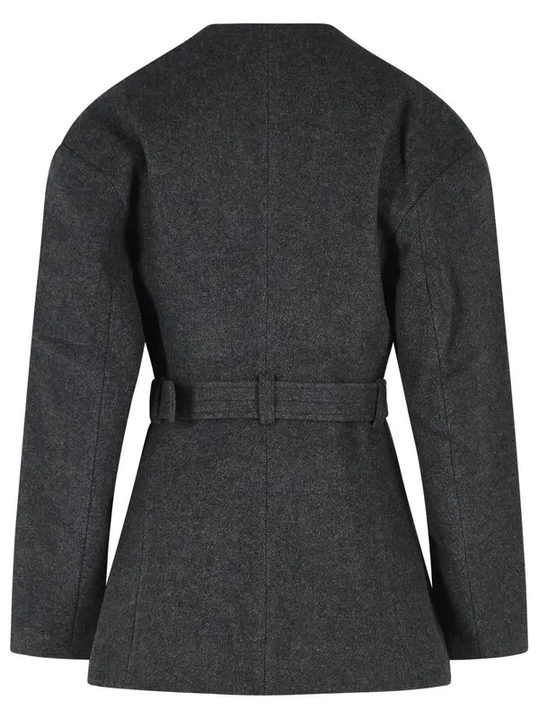 GANNI Peacoat' Grey Wool Blend Coat