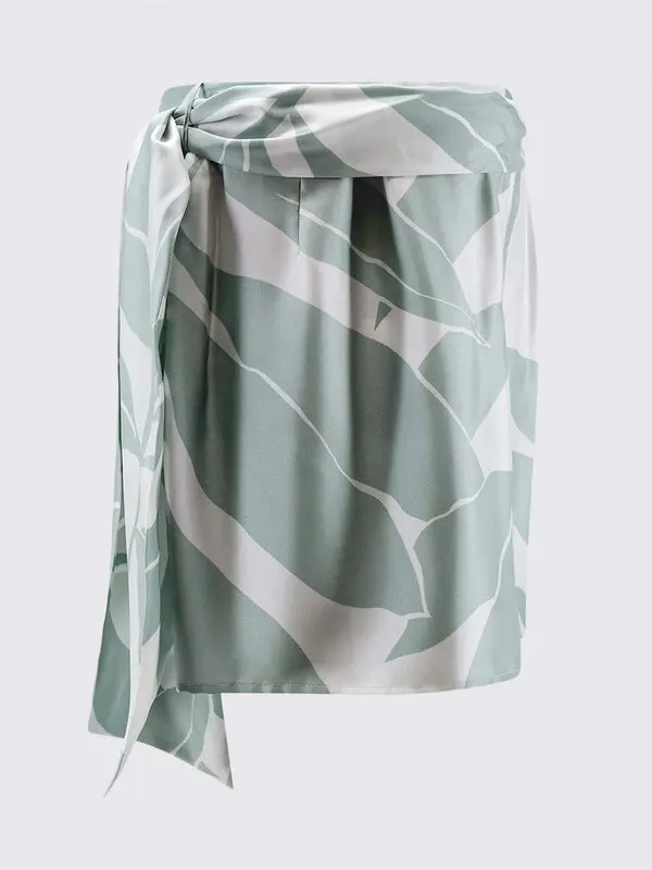 Max Mara Printed Silk Pareo Skirt - White