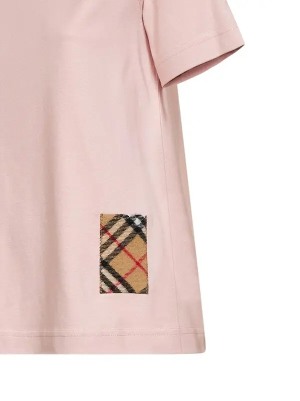 Burberry Check Patch Cotton T-shirt - Multicolor