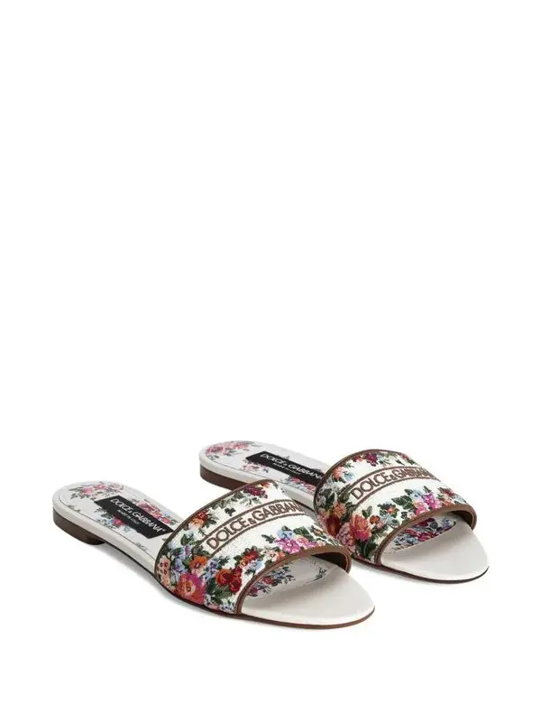 Dolce & Gabbana Sandals With Floral Detail - White