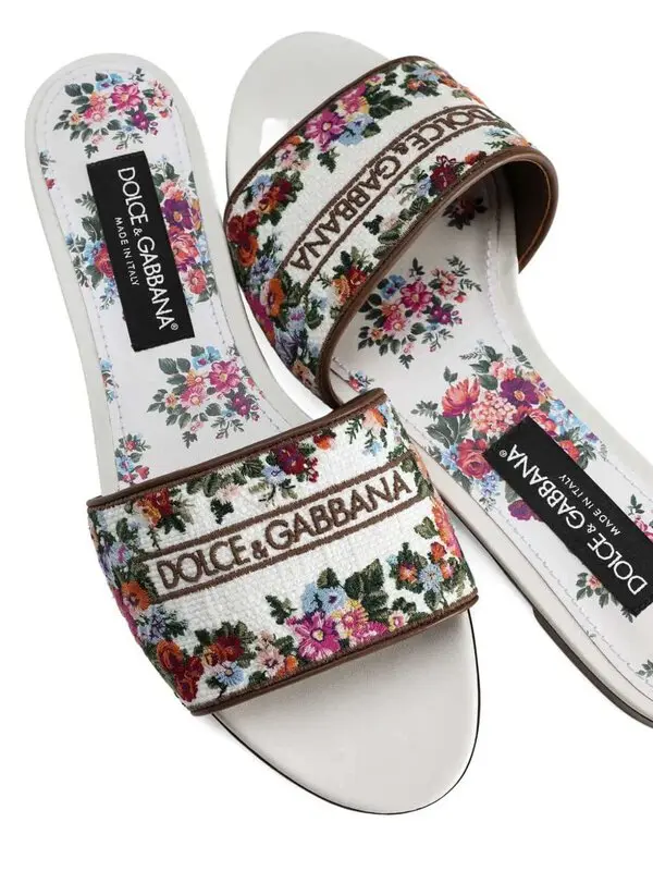 Dolce & Gabbana Sandals With Floral Detail - White