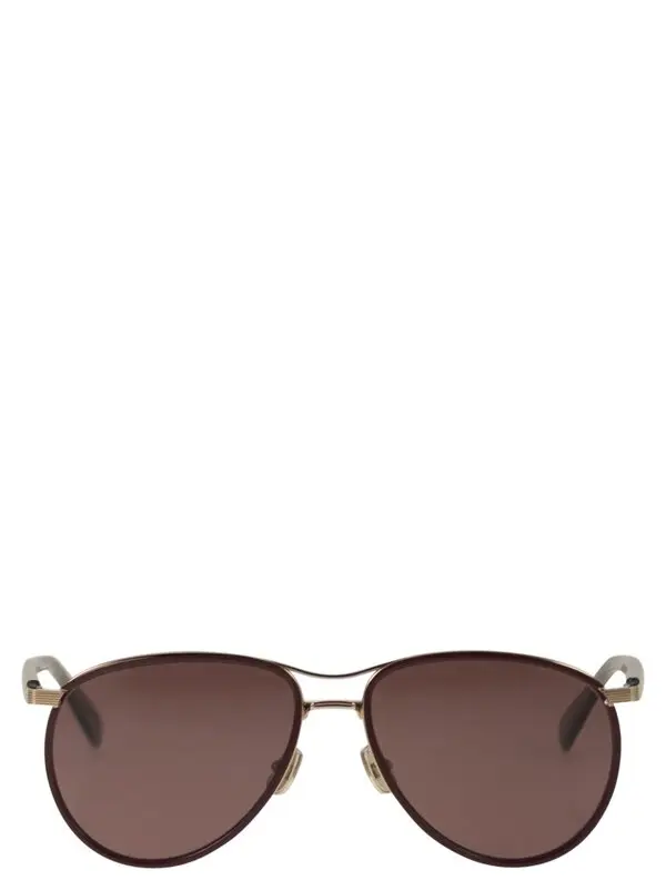 Brunello Cucinelli Titanium Aviator Sunglasses With Polarised Lenses - Brown