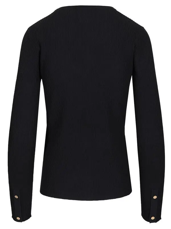 Max Mara Disegno Wool Rib Crewneck Long Sleeve - Blue
