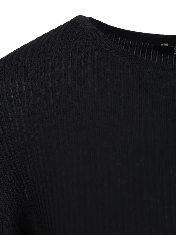 Max Mara Disegno Wool Rib Crewneck Long Sleeve - Blue