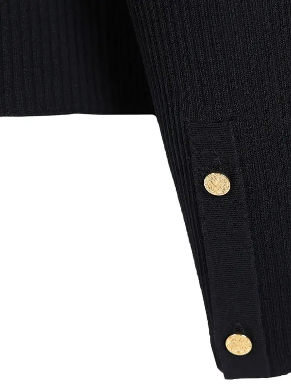 Max Mara Disegno Wool Rib Crewneck Long Sleeve - Blue