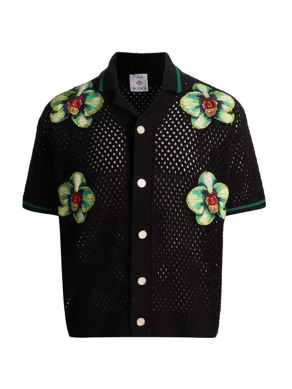 Casablanca Glitch Orchid Embroidered Crochet T-shirt - Multicolor
