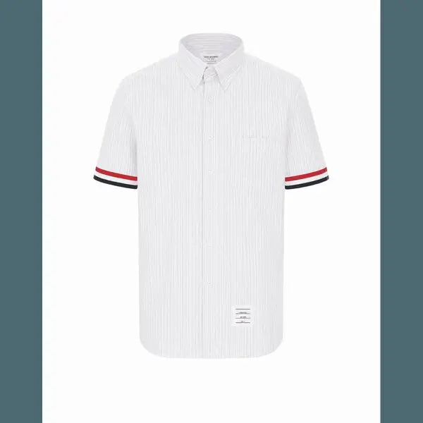 Thom Browne Logo Striped Oxford Short Sleeves Shirt