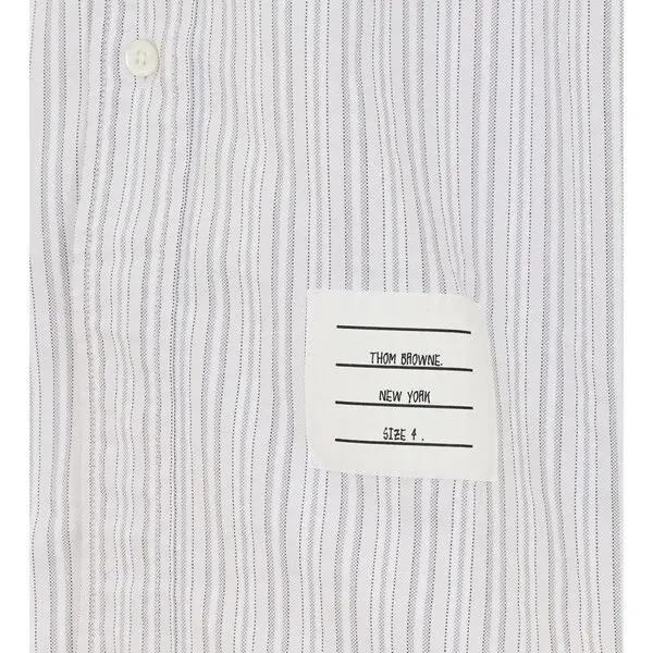 Thom Browne Logo Striped Oxford Short Sleeves Shirt