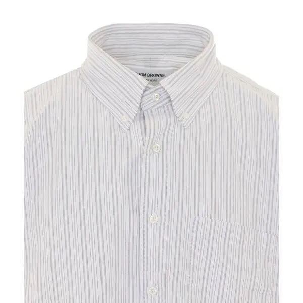 Thom Browne Logo Striped Oxford Short Sleeves Shirt