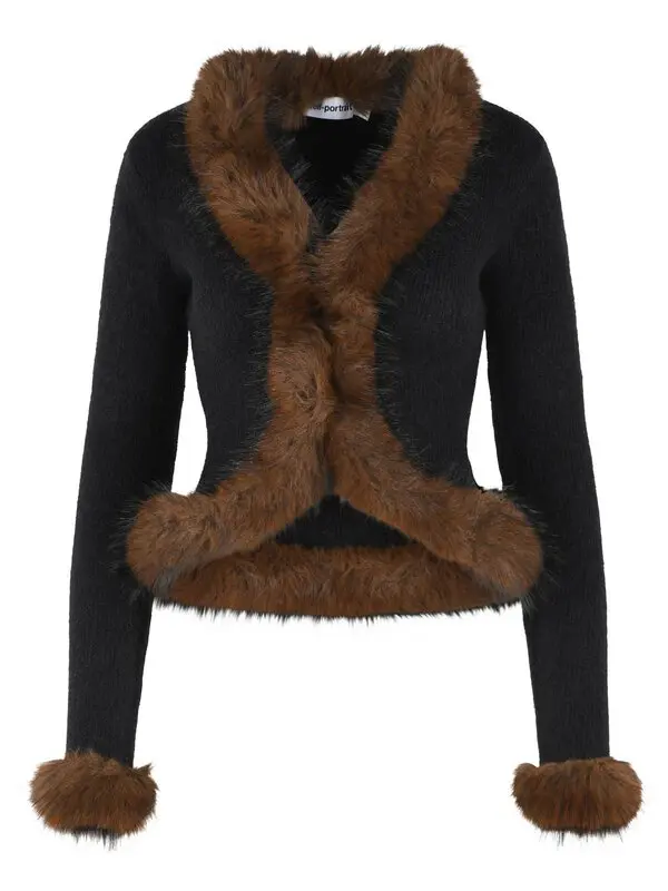 SELF-PORTRAIT Alpaca Blend Cardigan - Black