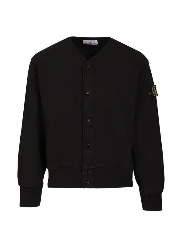 Stone Island Organic Cotton Fleece Cardigan Sweatshirt