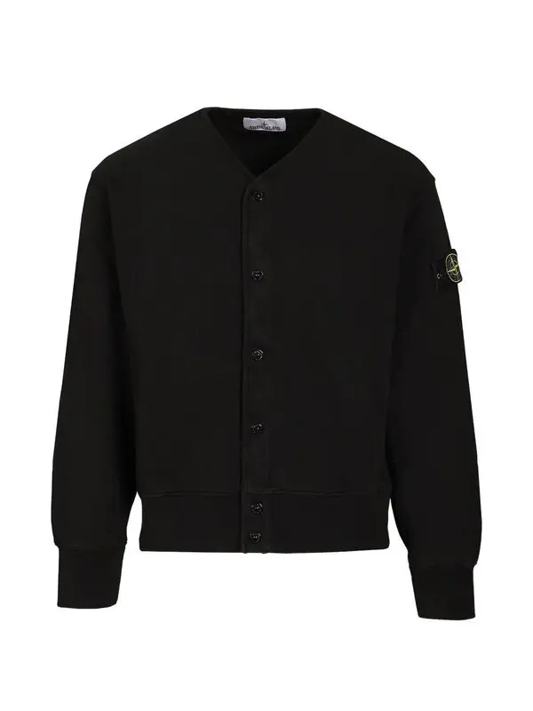 Stone Island Organic Cotton Fleece Cardigan Sweatshirt