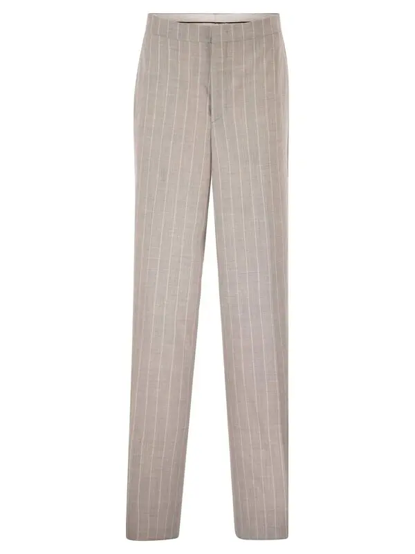Tagliatore Adima Tailored Virgin Wool And Silk Pinstriped Trousers - Cream