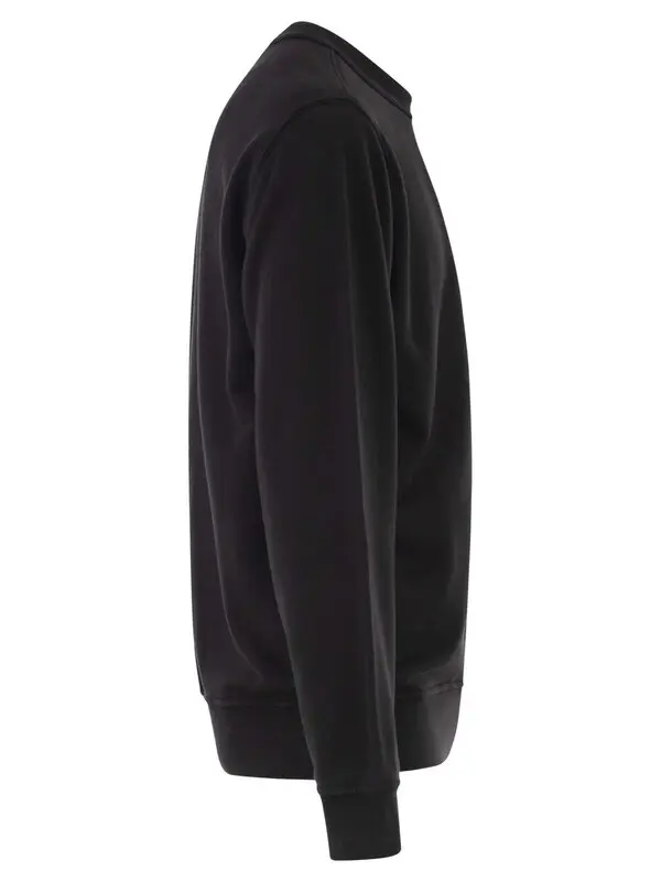 Stone Island Regular Fit Crew Neck Sweatshirt With Seasonal Pocket - Black