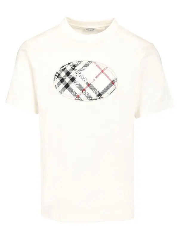 Burberry Knight Check Print Cotton T-shirt - White
