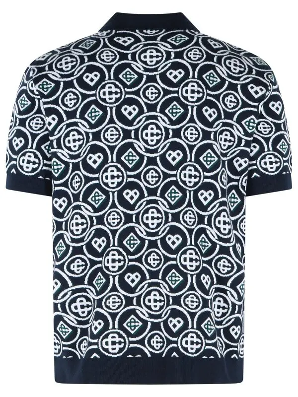Casablanca Cc Monogram' Navy Cotton Polo Shirt