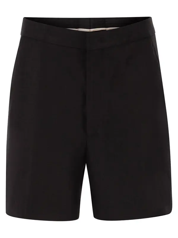 Tagliatore Linen Bermuda Shorts - Black