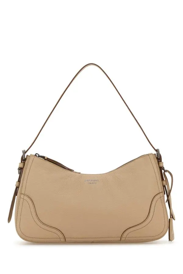 Prada Beige Leather Shoulder Bag - Brown