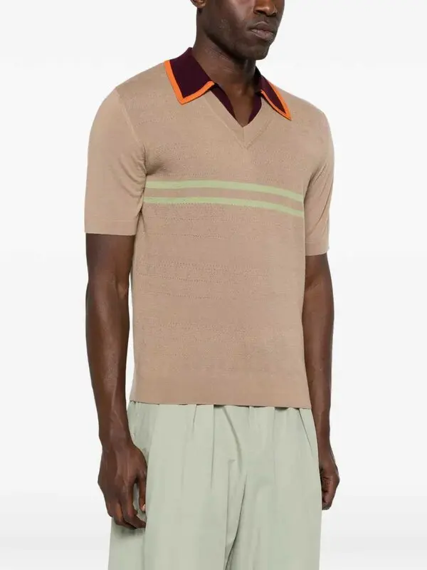 Dries Van Noten Striped Polo - Brown