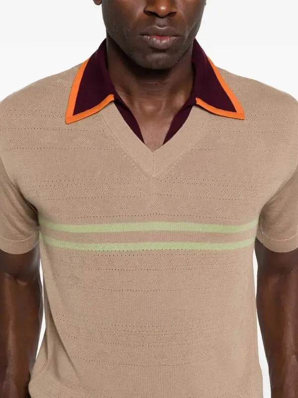 Dries Van Noten Striped Polo - Brown