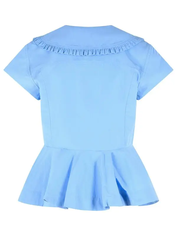 GANNI Light Cotton Poplin Blouse - Blue