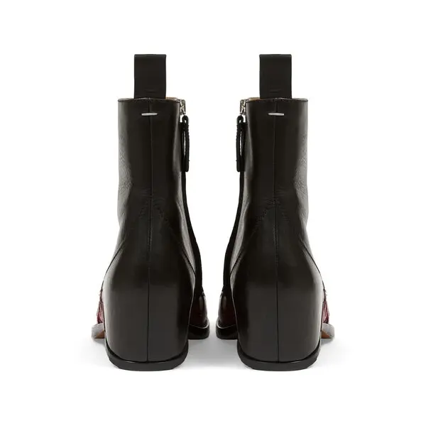 MAISON MARGIELA Flame-appliqué Leather Boots - Black