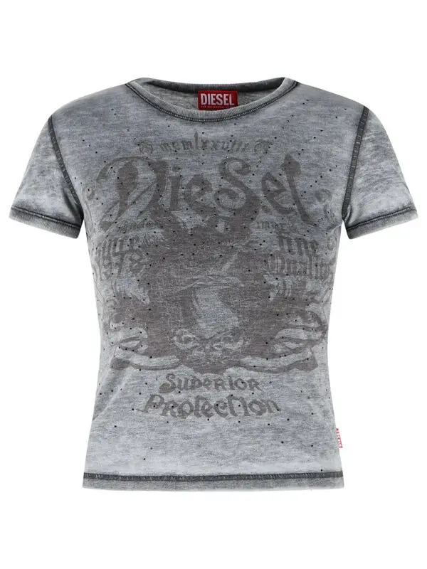 DIESEL® Grey Cotton Blend Jersey T-shirt - Gray
