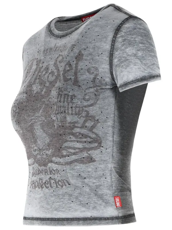 DIESEL® Grey Cotton Blend Jersey T-shirt - Gray